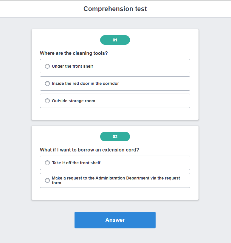 Add the comprehension test function! You can also test with the ...
