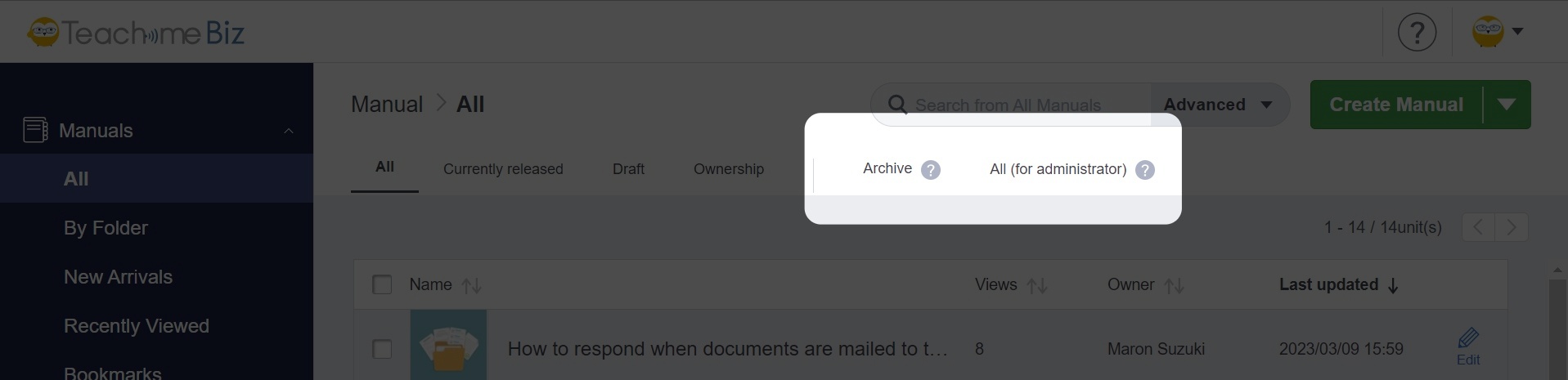 What is the archive function? – Help Center | Teachme Biz