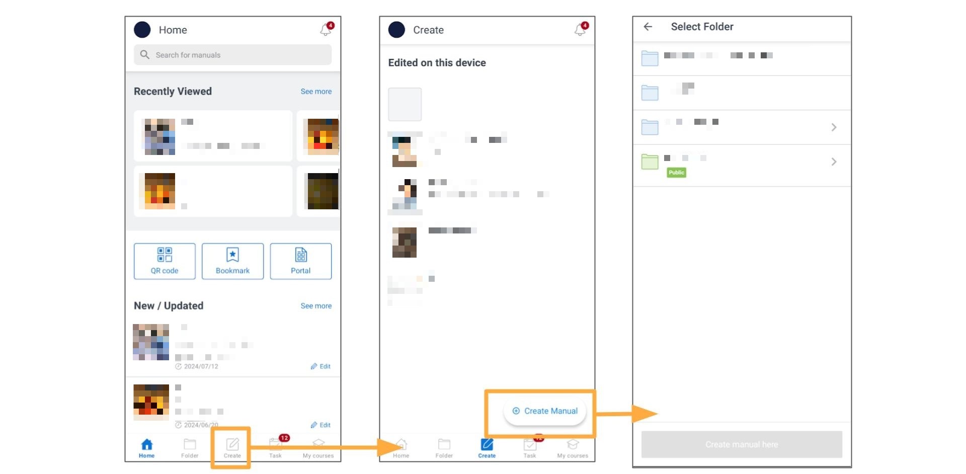 Specification changes for the manual create tab in mobile app ...